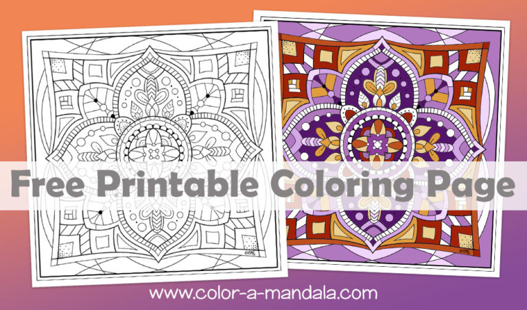 Square Mandala Coloring Page (M133) - Free Printable Coloring Pages by ...