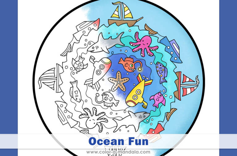 Dive Deep with a Fun Ocean Mandala Coloring Page