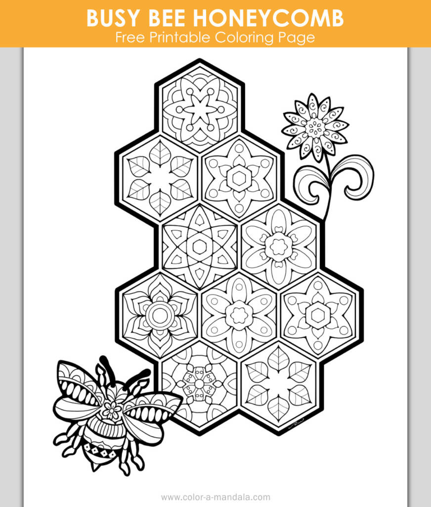 Color in a Honeycomb filled with Mini Mandalas!